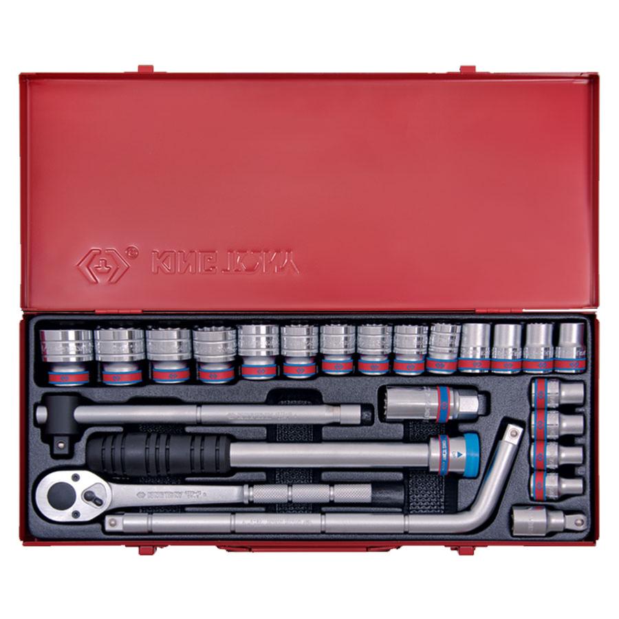 COFFRET DOUILLES ET ACCESSOIRES AUX POUCES 12 PANS Carré 1/2 24 PCS