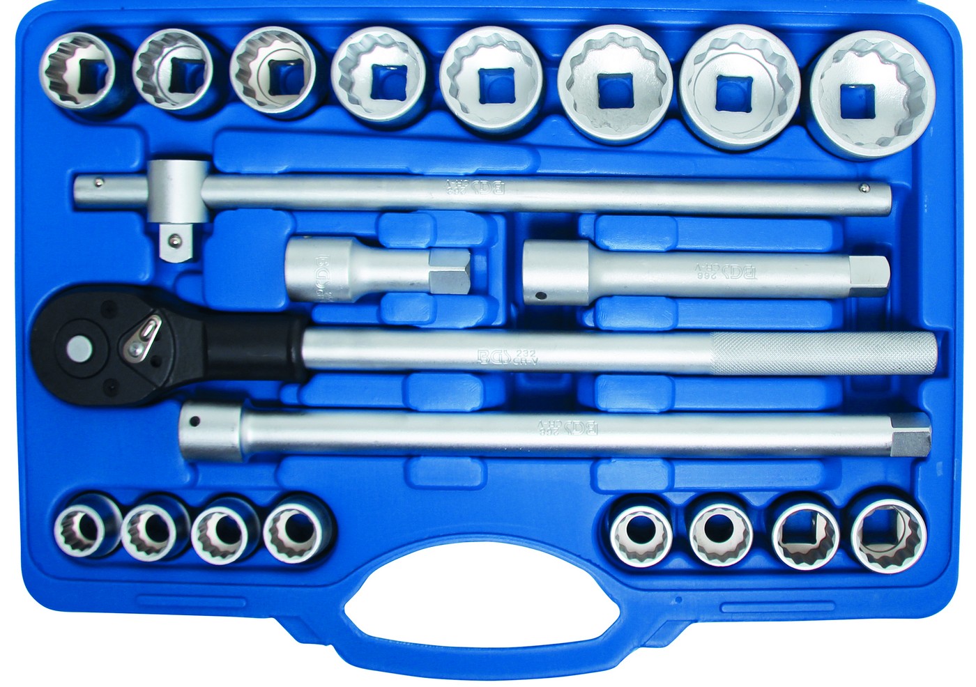 COFFRET CLÉS ET DOUILLE AVEC CLIQUET POIDS LOURDS 12 PANS